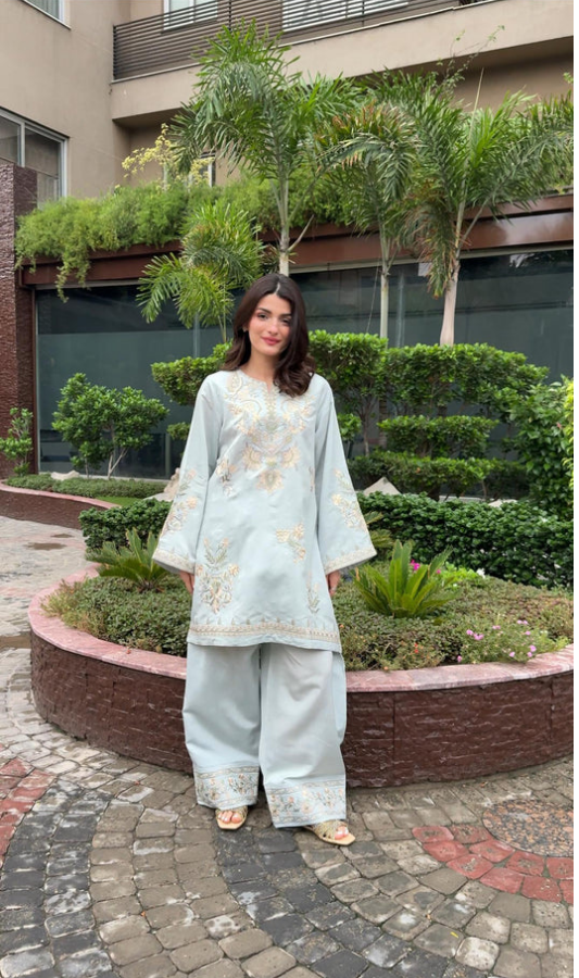 Blue Marage Embroidered CO-ORD Set – Nour